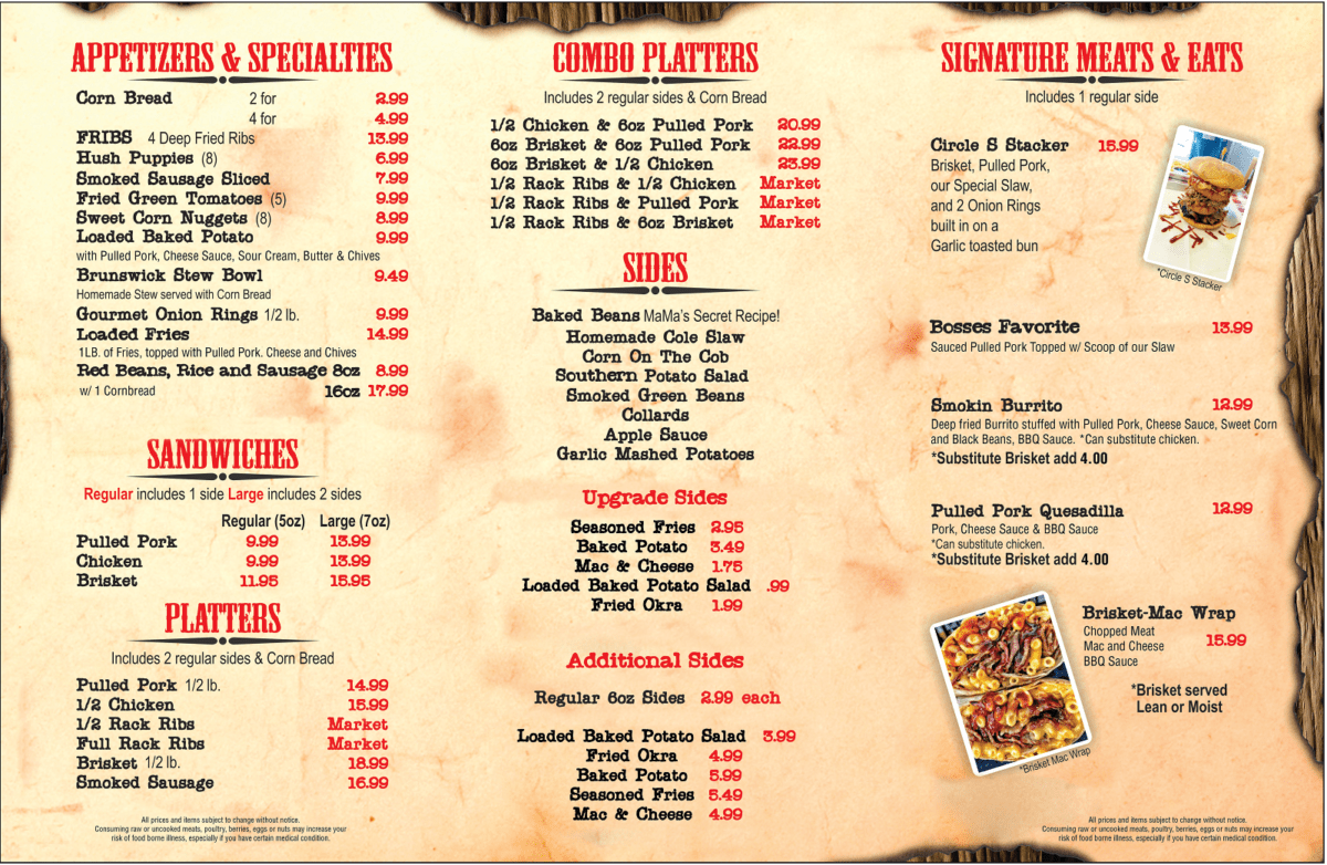 Check Out Our Store Menu – Circle S BBQ